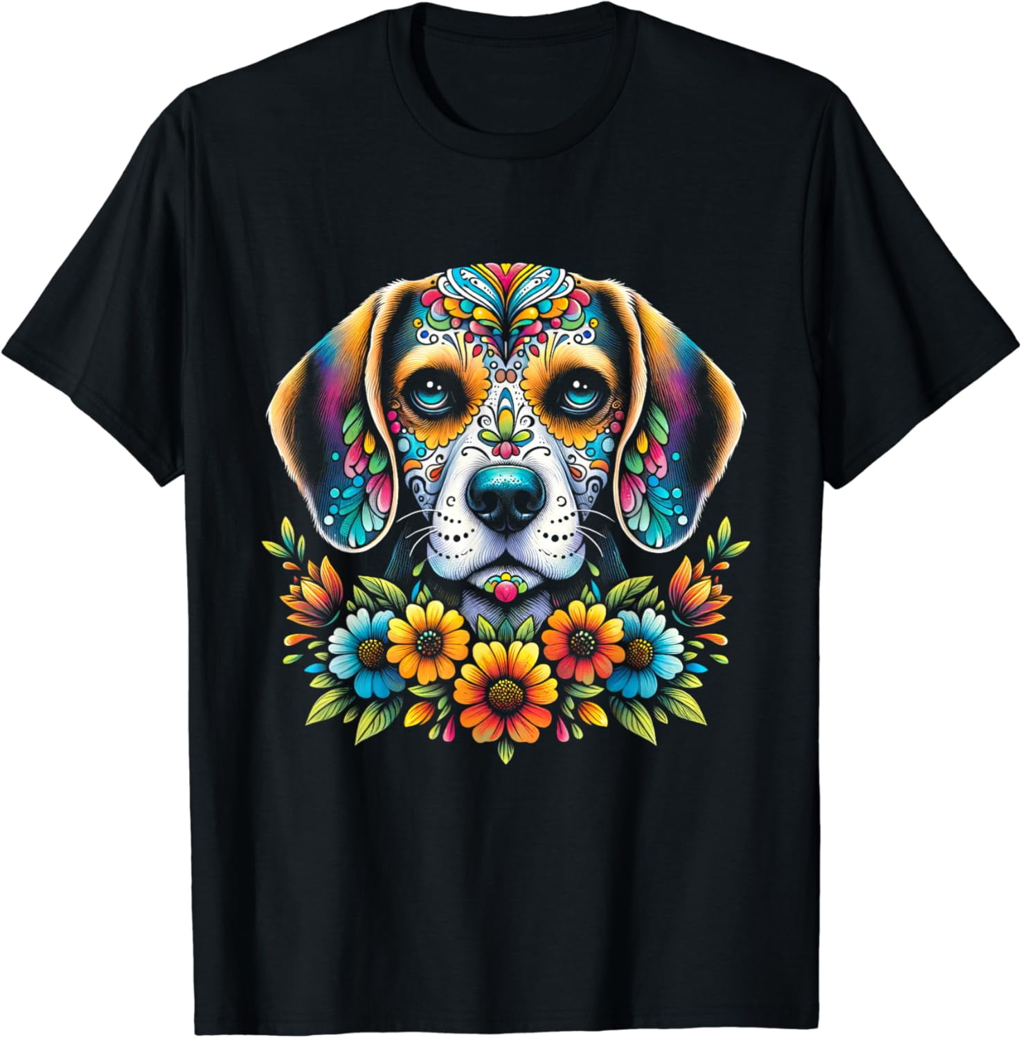 Cinco De Mayo Sugar Skull Flower Beagle Dog T-Shirt - Walmart.com