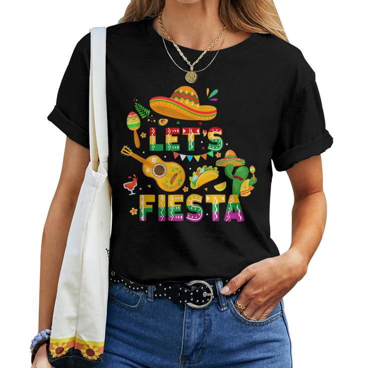 Cinco De Mayo T-Shirt – Mexican Guitar Cactus Let’s Fiesta Women’s Tee ...