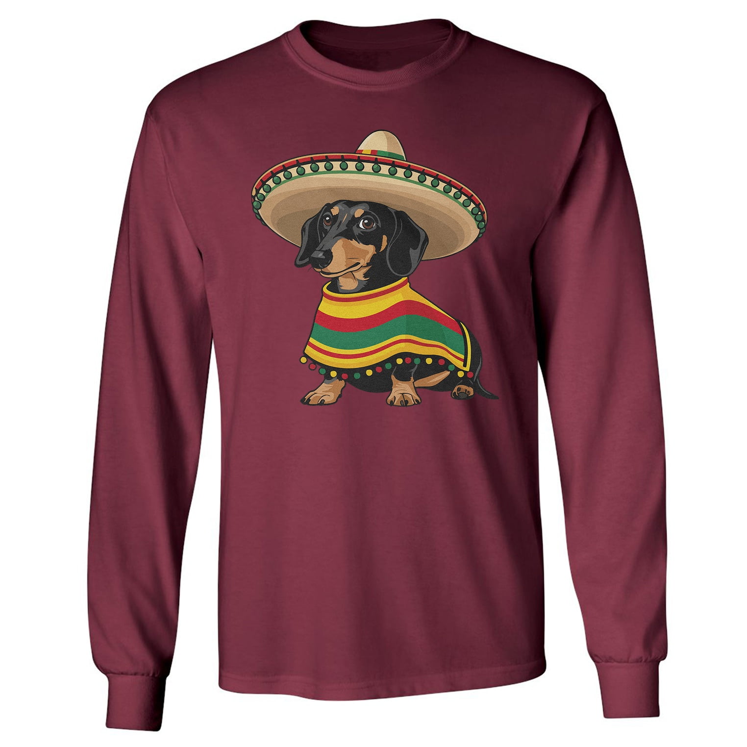 Cinco De Mayo Wiener Dog - Dachshund Fiesta Long Sleeve T-Shirt (Maroon ...