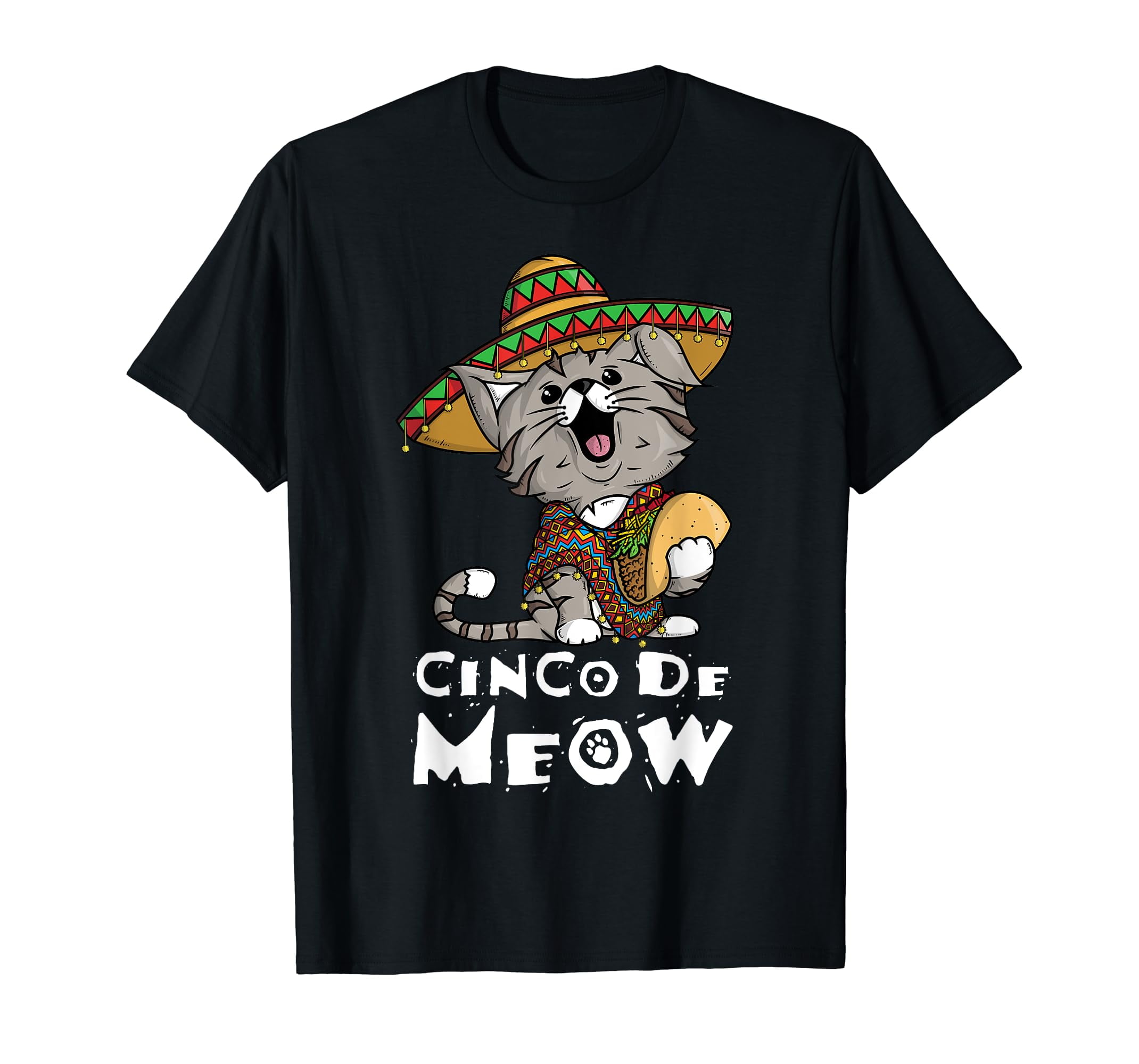 Cinco De Meow Shirt With Smiling Cat Taco And Sombrero T Shirt