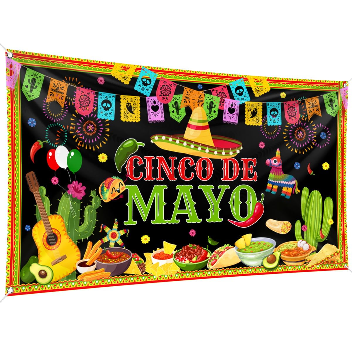Cinco de Mayo Banner, Large Fabric Mexican Backdrop Decorations, Sign ...
