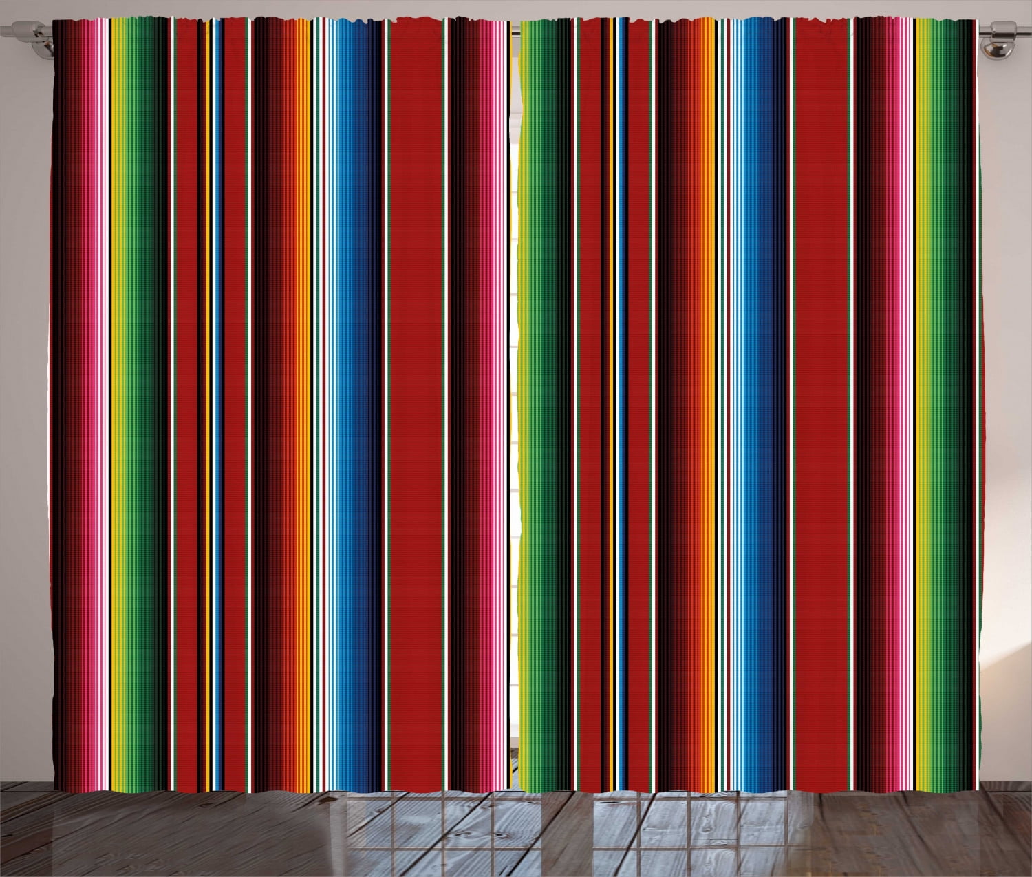 Ambesonne Cinco de Mayo 2 Panel Curtains, Vertical Lines, 108"x63 ...