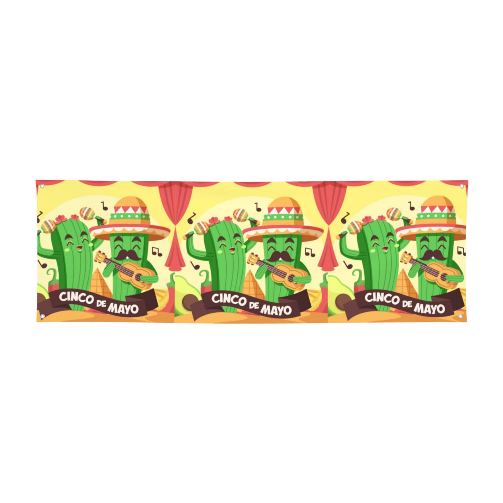 Cinco de Mayo Mexican Fiesta 2024 Banner Festive Single Sided Printed Banner for Holiday Party ...