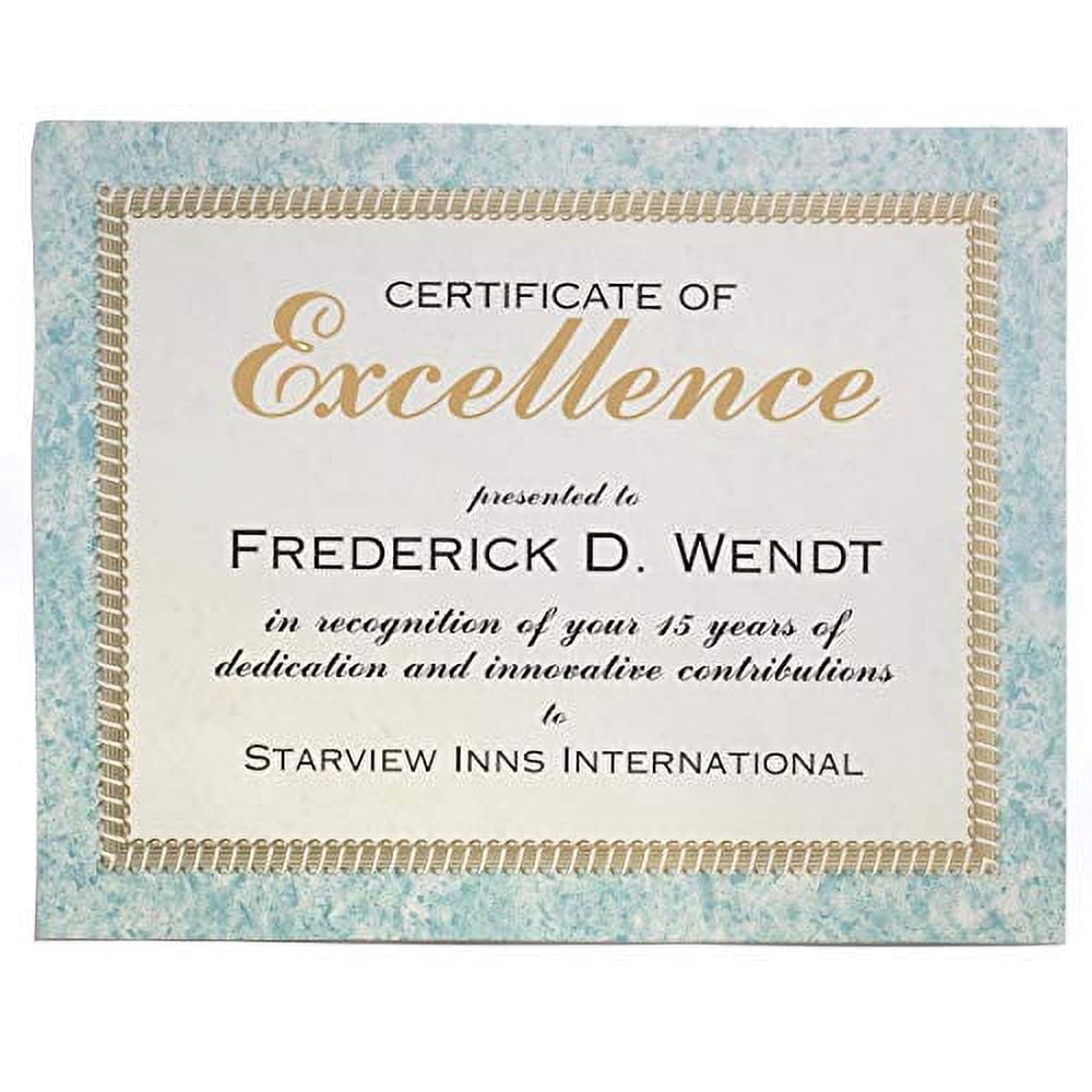 Cincture Standard Blue Certificate Paper, Gold Border, 8 1/2 Inch x 11 Inch, 28lb Parchment ...