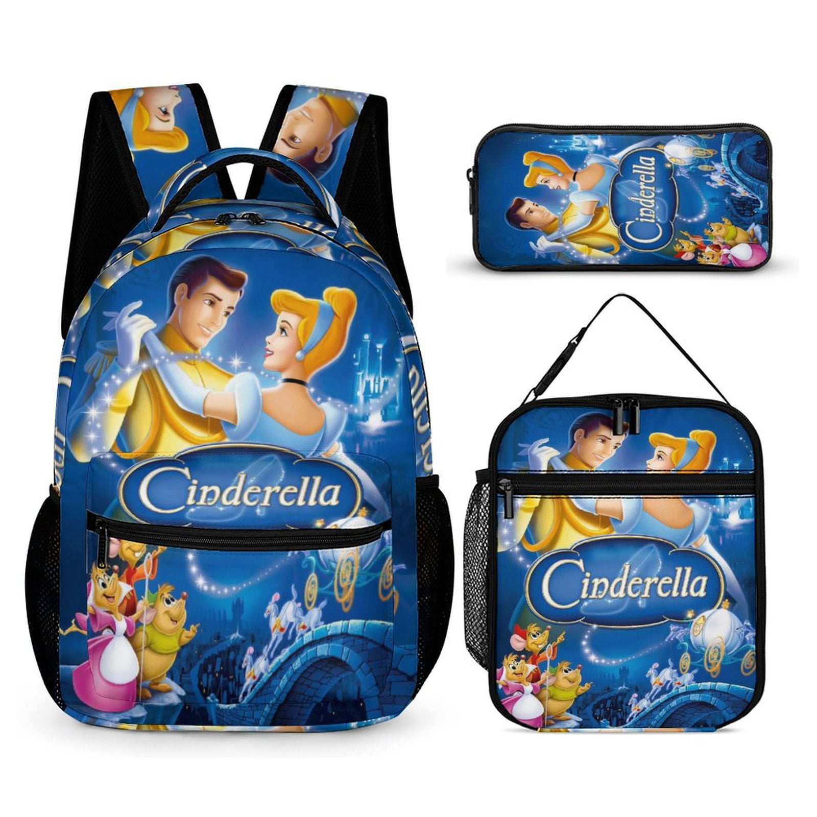 Cinderella 3Pcs Backpacks Sets with Lunch Bag And Pencil Case for Work ...