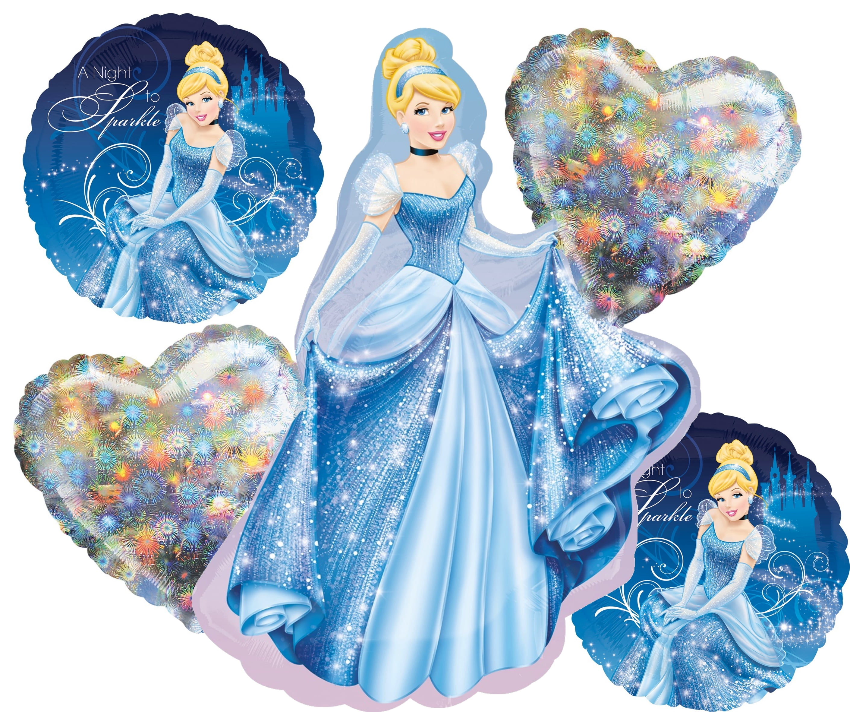 Cinderella Balloon Bouquet - Cinderella Balloons - 5 Count - Walmart.com
