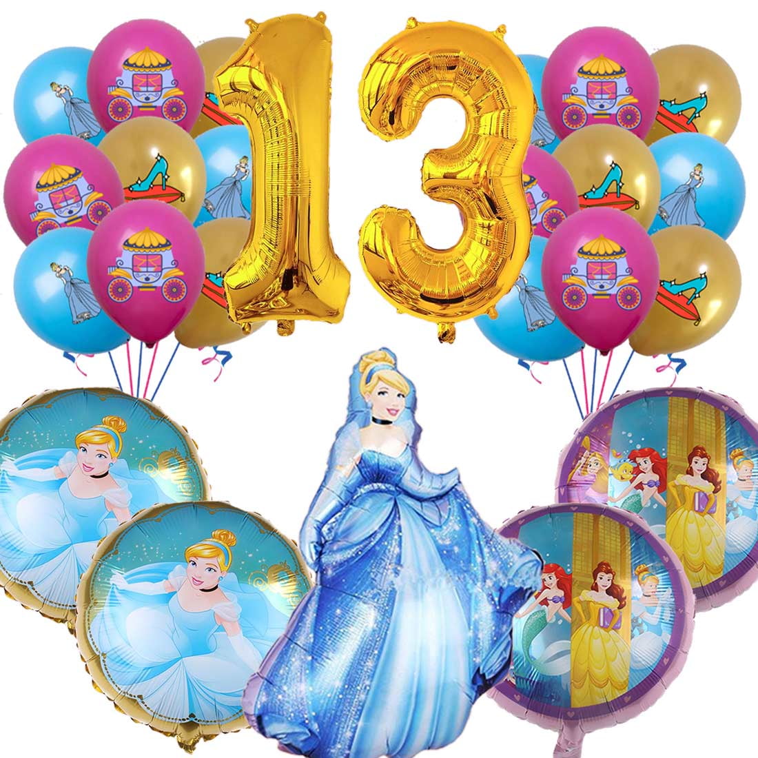 Cinderella Balloons Party Supplies 13th Big Number Decorations Decor ...