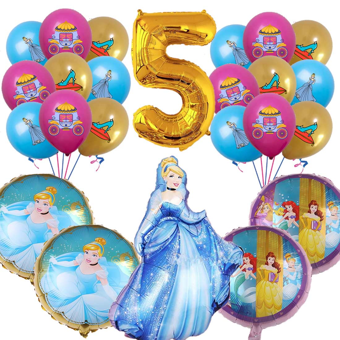 Cinderella Balloons Party Supplies 5th Big Number Decorations Decor Kit ...