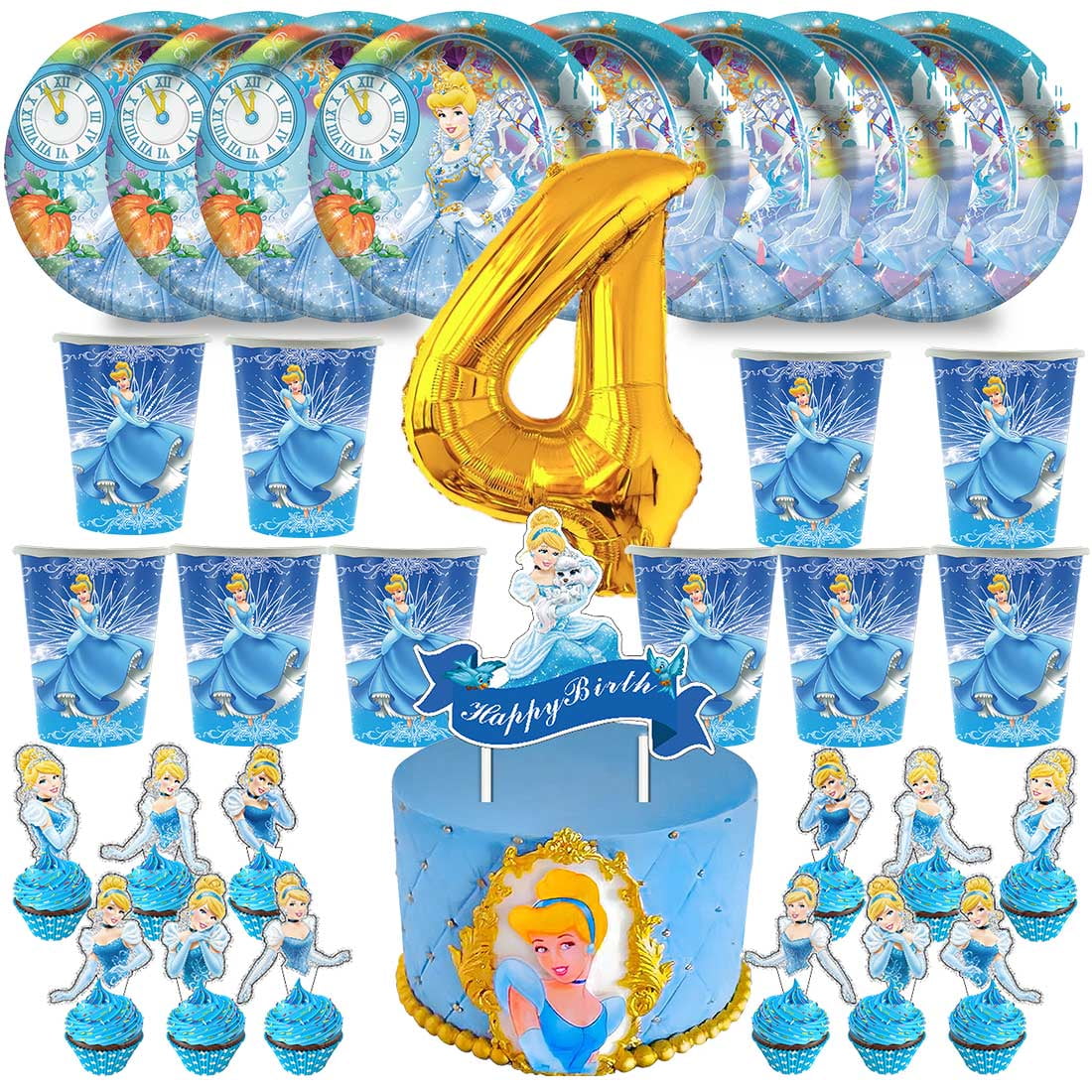 Cinderella Birthday 4th Cups Party Supplies Plates Fans Decorations ...
