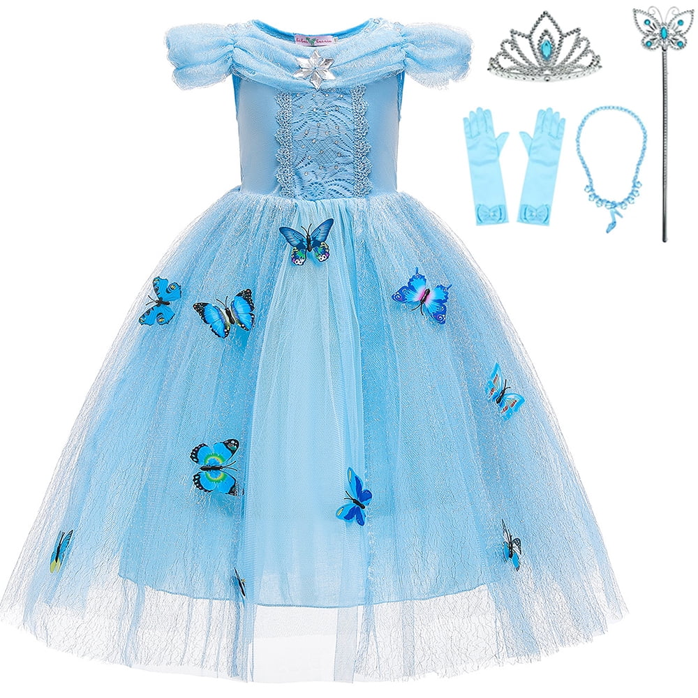 Cinderella Butterfly Princess Dress Costume Halloween Birthady Party ...