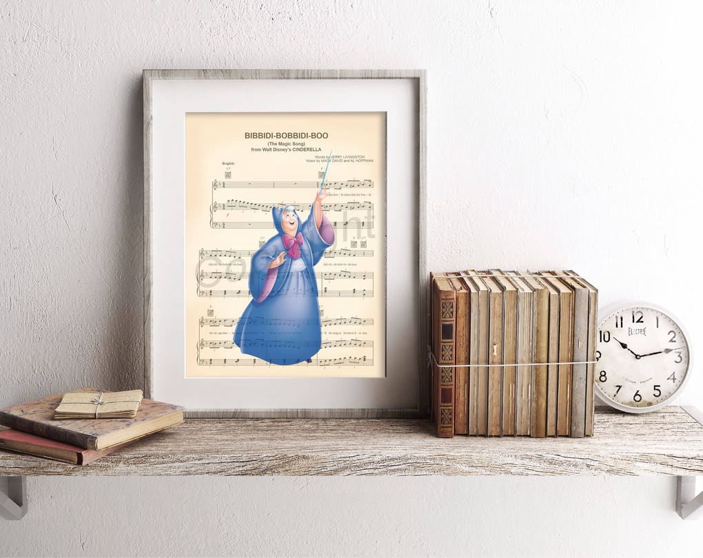 Cinderella Fairy Godmother Bibbidi-Bobbidi-Boo Sheet Music Art Print ...