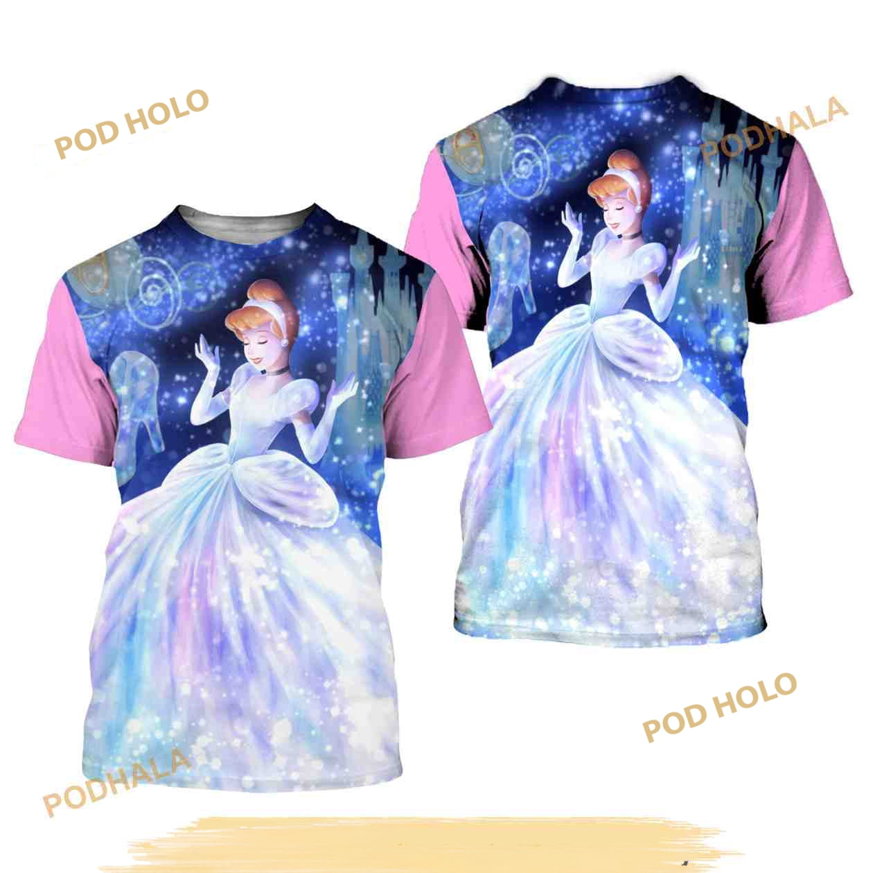 Cinderella Princess Bling Button Overalls Patterns Disney Outfits 3D ...