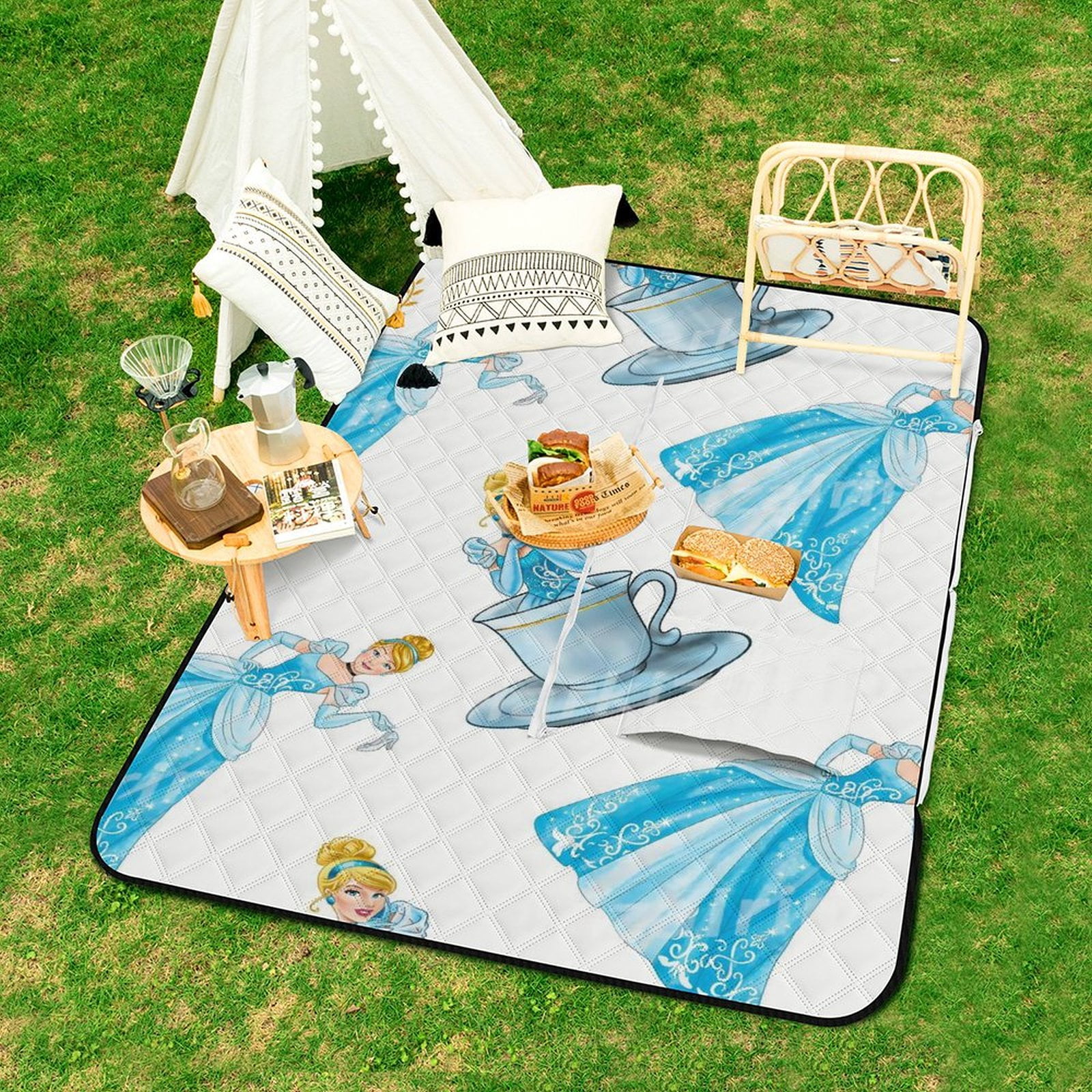 Cinderella Seamless File Picnic Blankets Outdoor Blanket,59'x39' Extra ...