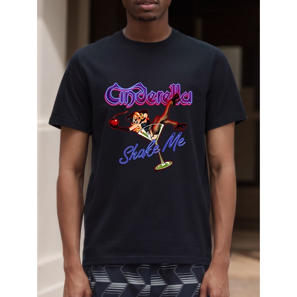 Cinderella Shake Me Album Cover Art Men'S T Shirt Cocktail Glam Rock ...