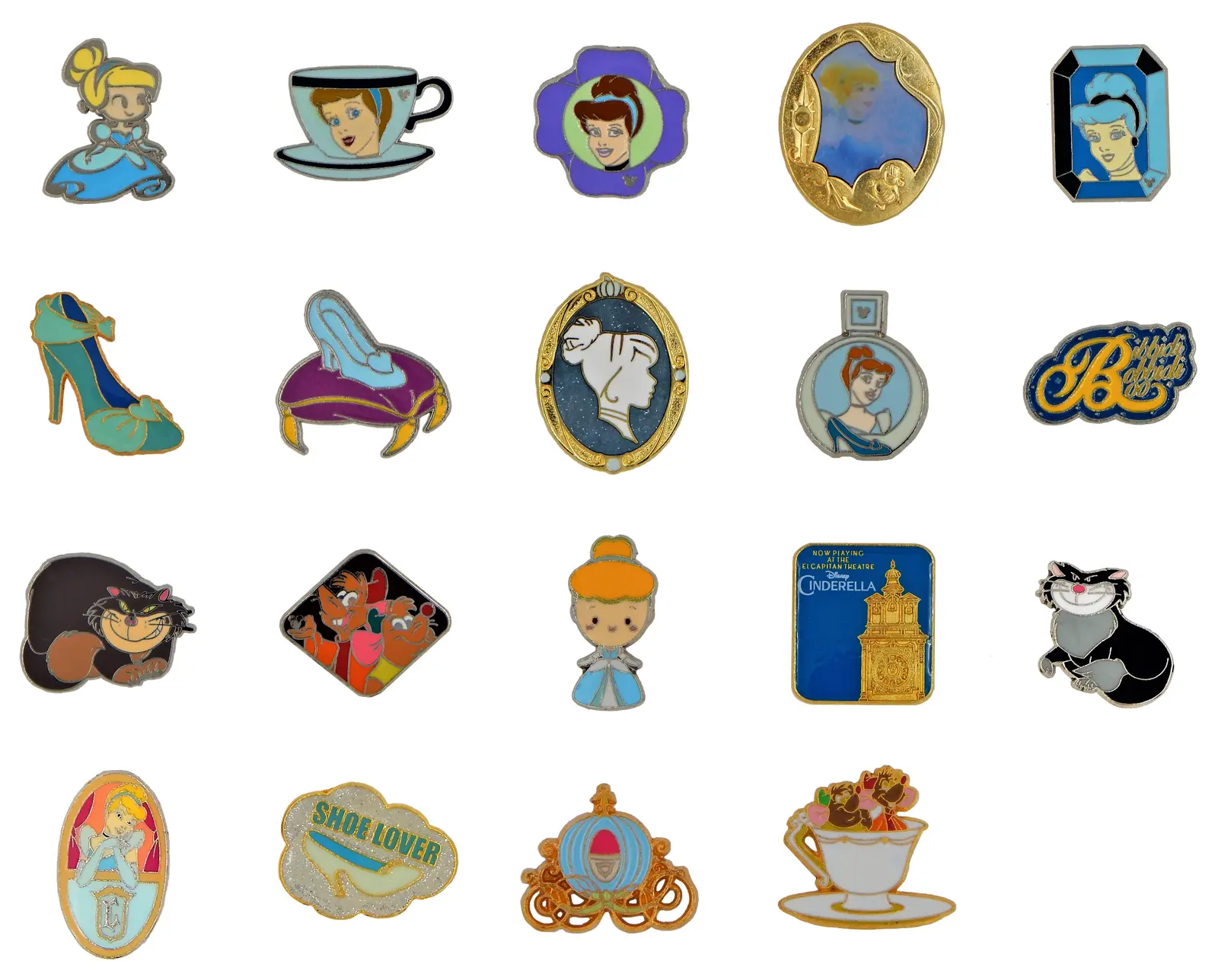 Cinderella Themed 5 Random Pin Set ~ Disney Park Trading Pins - Walmart.com