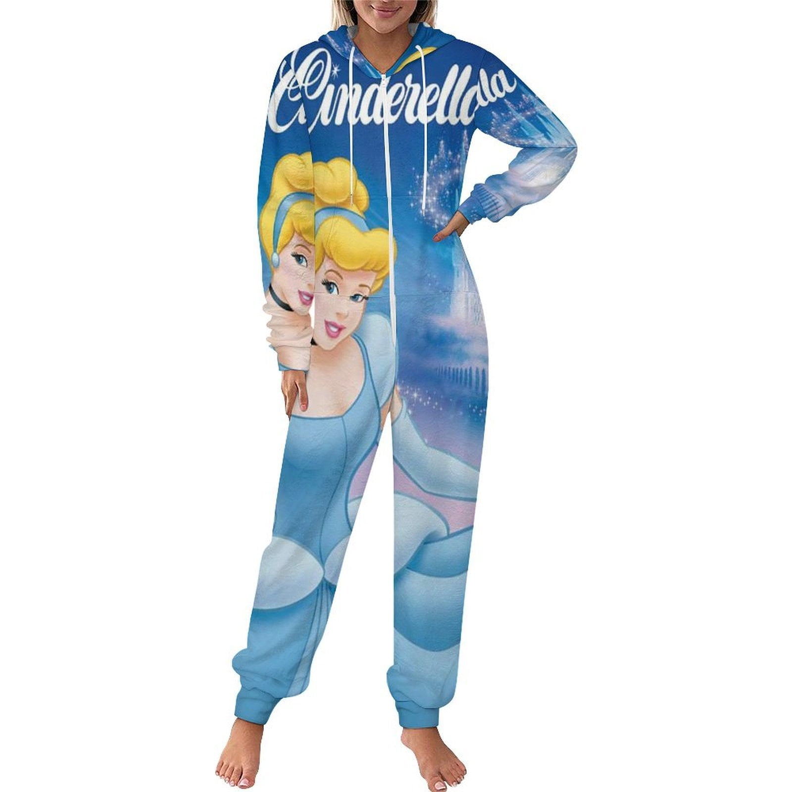 Cinderella Unisex Onesie Pajamas Zipper Jumpsuit Hooded One Piece ...