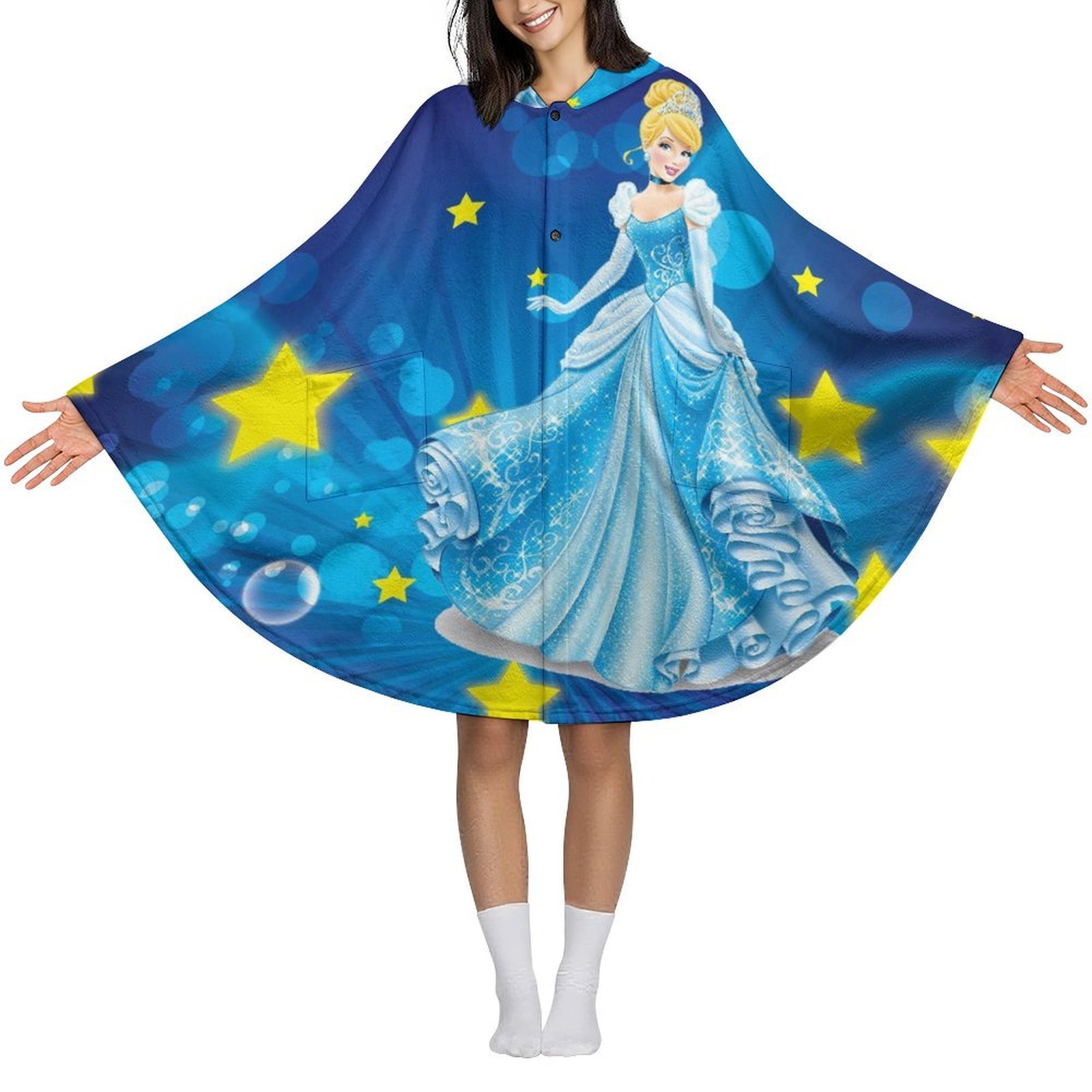 Cinderella Wearable Blanket Flannel Poncho Office Work Warm Cozy Shawl ...