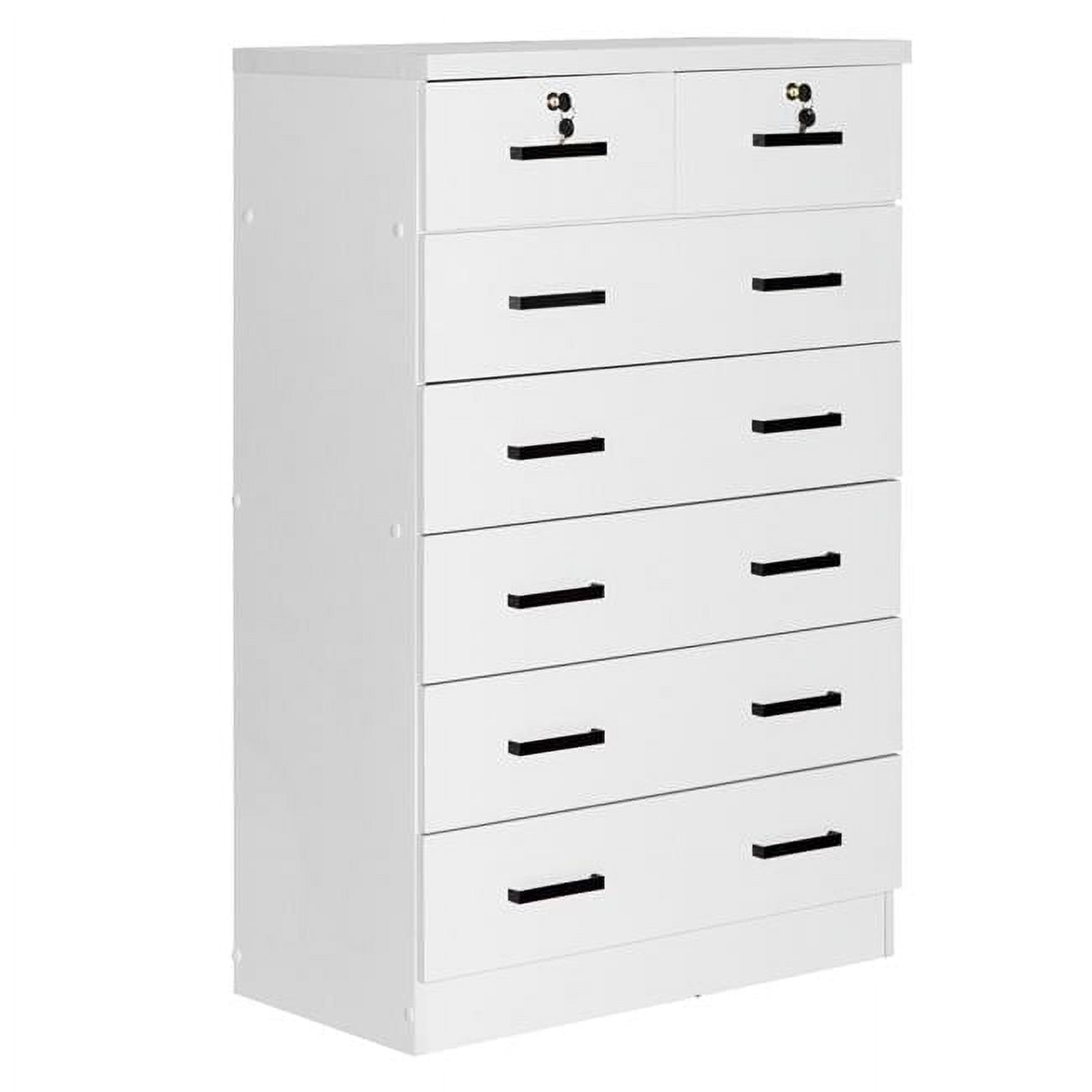 Cindy 7 Drawer Chest Wooden Dresser with Lock, White - Walmart.com