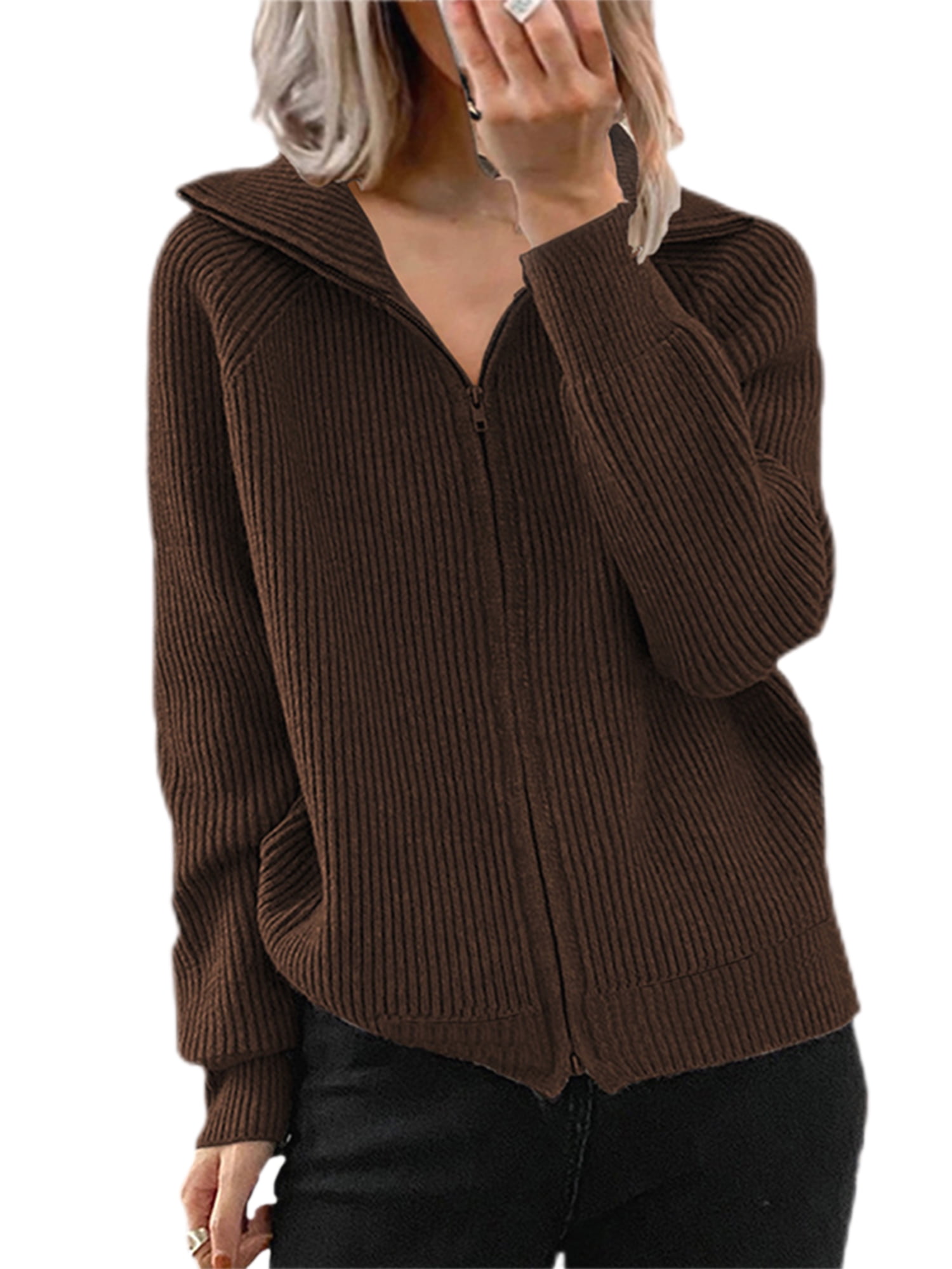 Cindysus Casual Solid Color Thin Jacket for Women Loose Sweaters Long ...