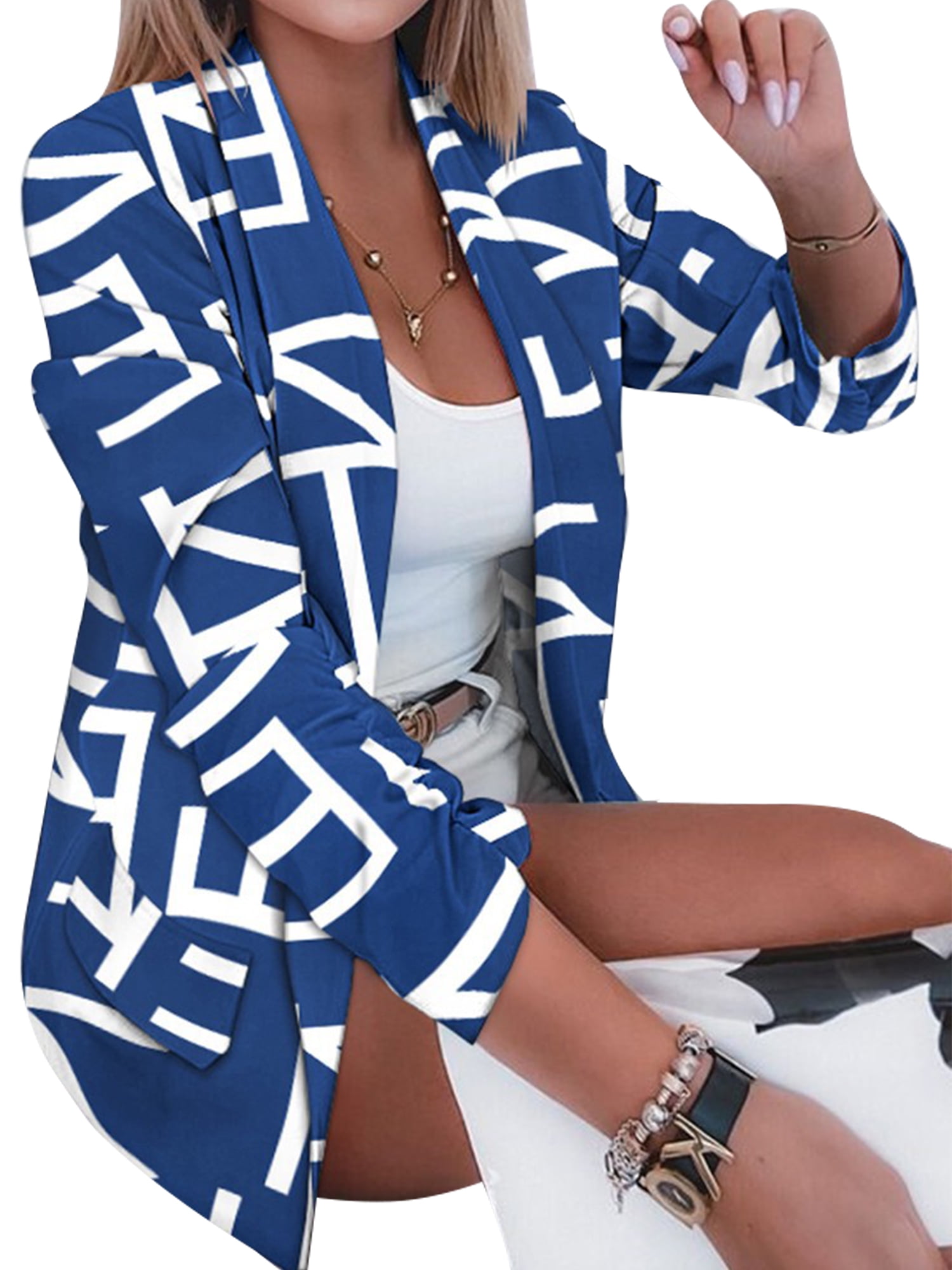 Cindysus Ladies With Pockets Color Block Business Jackets Women Suit