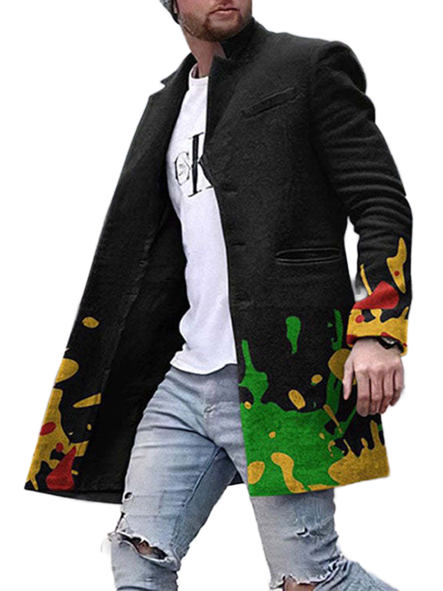 Cindysus Men's Business Single Breasted Overcoats Mens Slim Fit Jacket ...