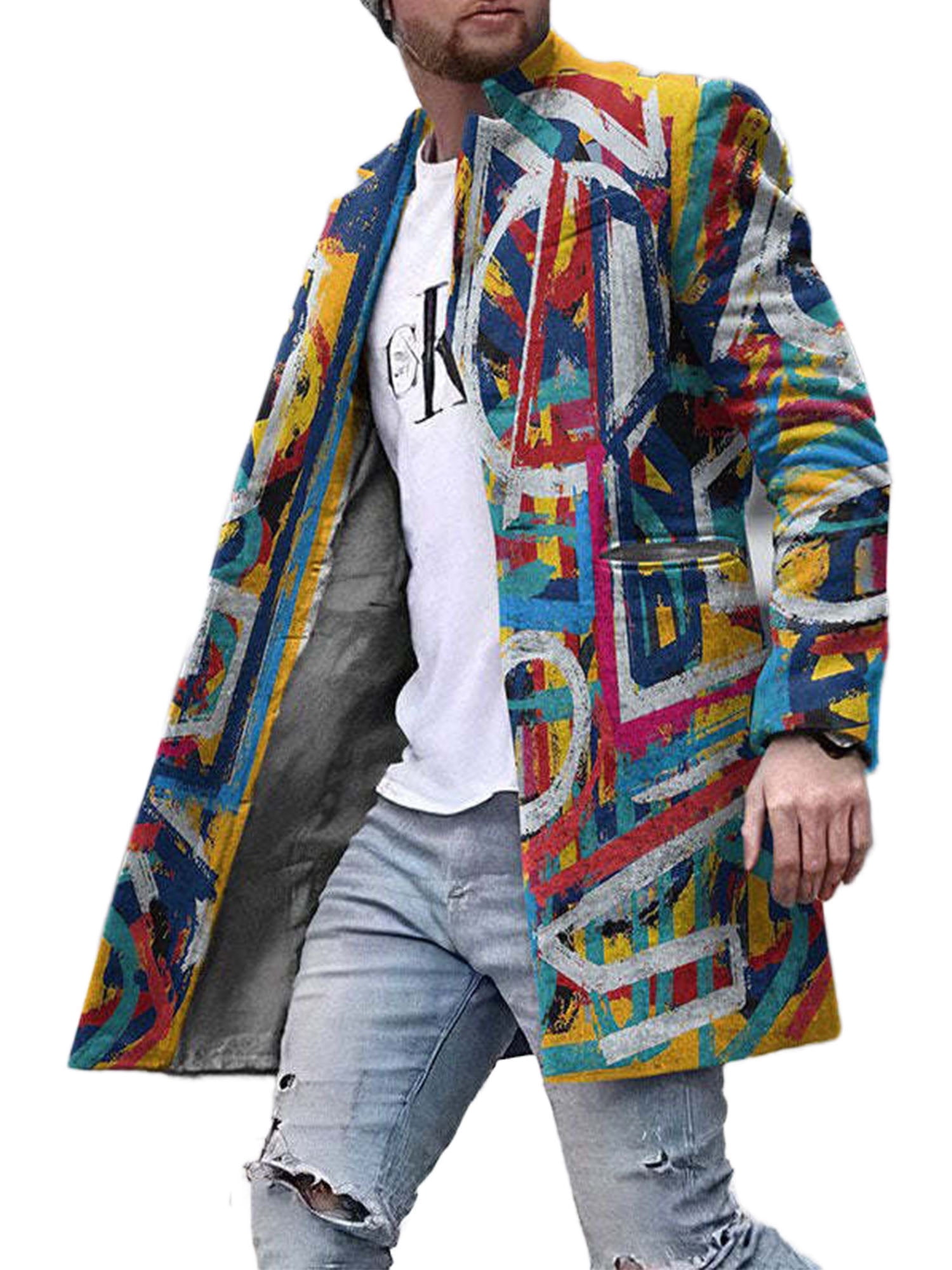 Cindysus Men's Business Single Breasted Overcoats Mens Slim Fit Jacket ...