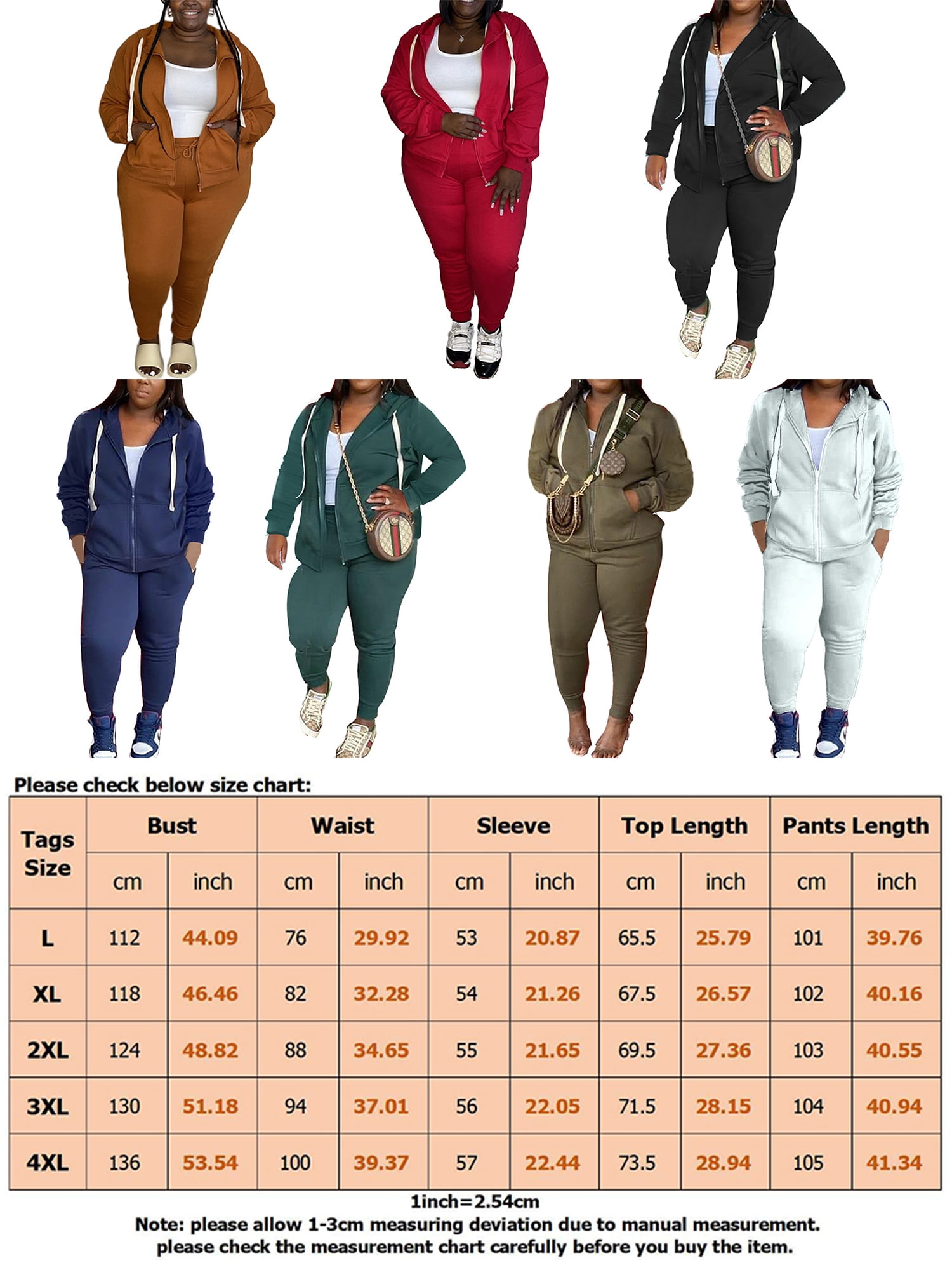 Cindysus Women Two Piece Outfit Plus Size Sweatsuit Hoodie Jogger Set ...