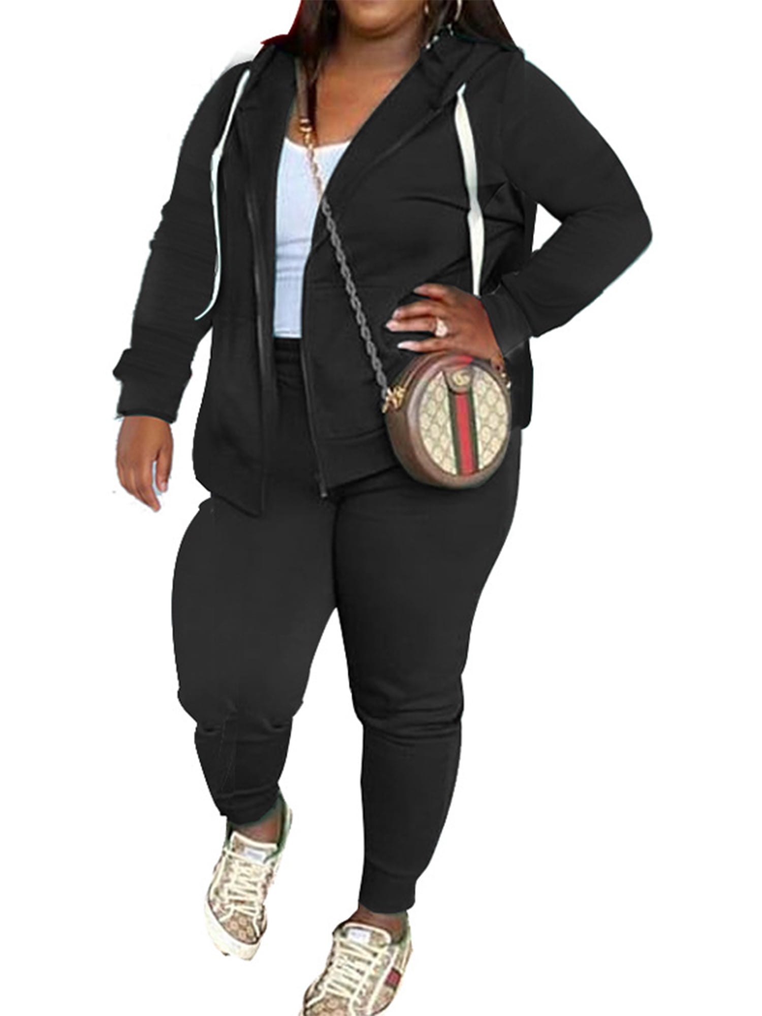 Cindysus Women's Plus Size Sweatsuit, Two Piece Hoodie Jogger Set ...