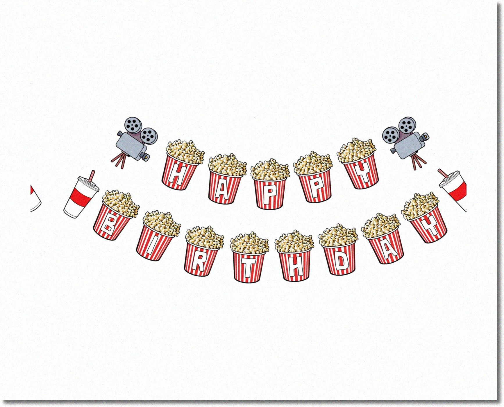 CineFest Birthday Bash Kit - Movie Night Themed Banner, Popcorn Party ...