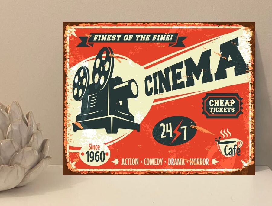 Cinema Film Retro metal aluminium Plaque Sign Gift House Novelty (12 x ...