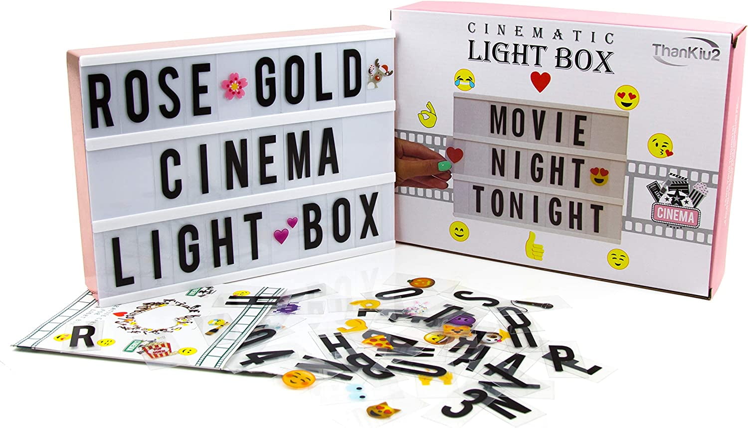 Cinema Light Box with Letters (Metallic Rose Gold)- 252 Letters ...