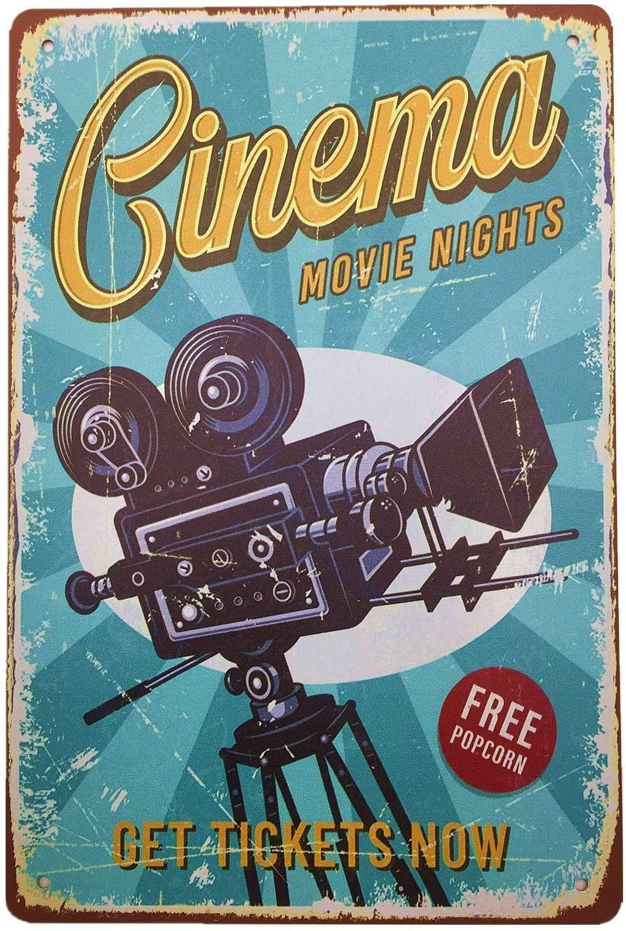 Cinema Movie Nights Poster Vintage Home decor Tin Sign Retro Metal Bar ...