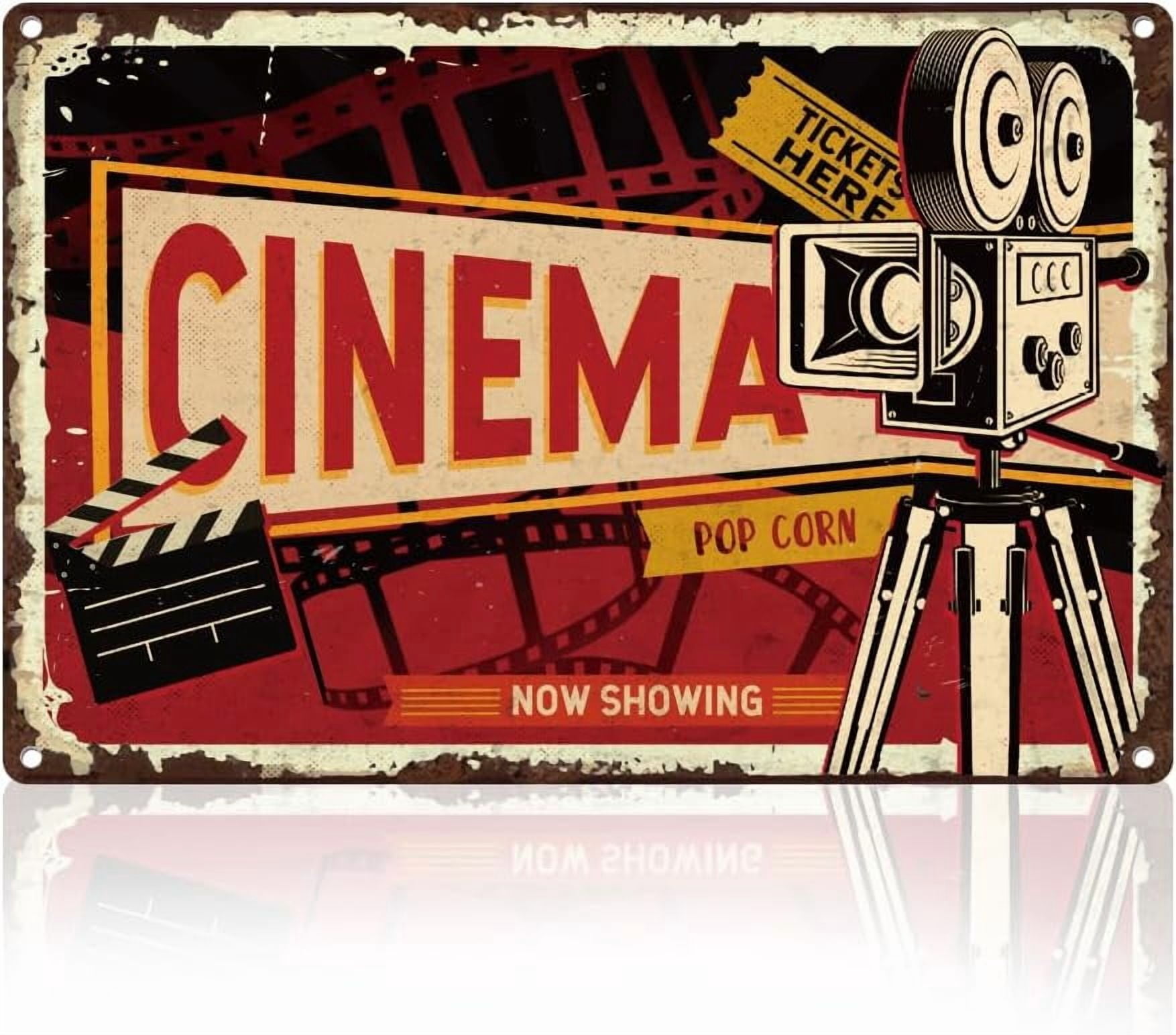Cinema Retro Wall Decor Metal Tin Sign 8" x 12" Projector Triangle ...