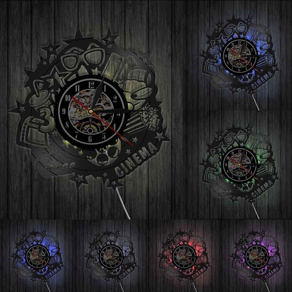 Cinema Sign Wall Clock Movie Theater Now Showing Vintage Vinyl Record ...