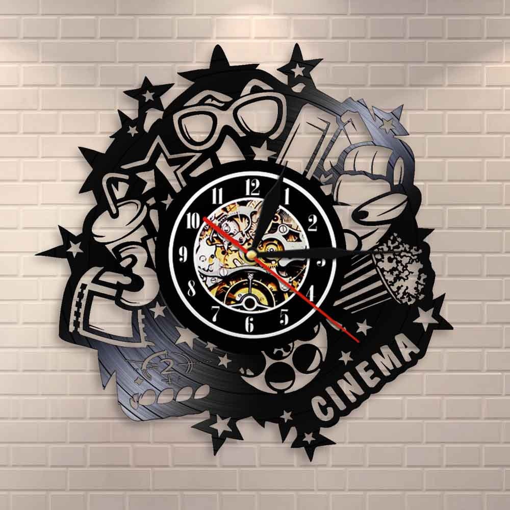 Cinema Sign Wall Clock Movie Theater Now Showing Vintage Vinyl Record ...