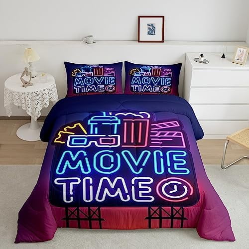 Cinema Style Bedding for Boys Girls Family Home Theater Decor Comforter ...