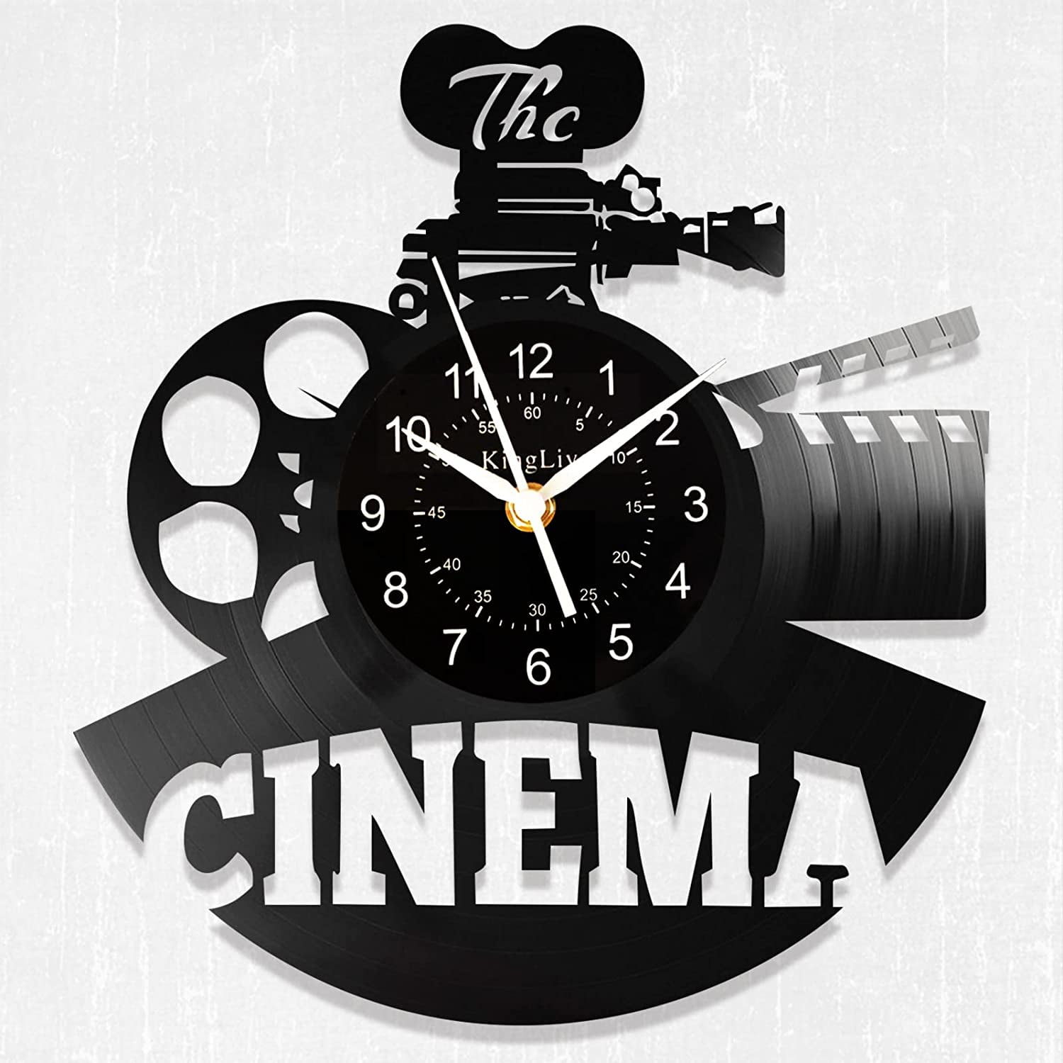 Cinema Vinyl Record Wall Clock, 12" Modern Digital Wall Clocks, Film ...