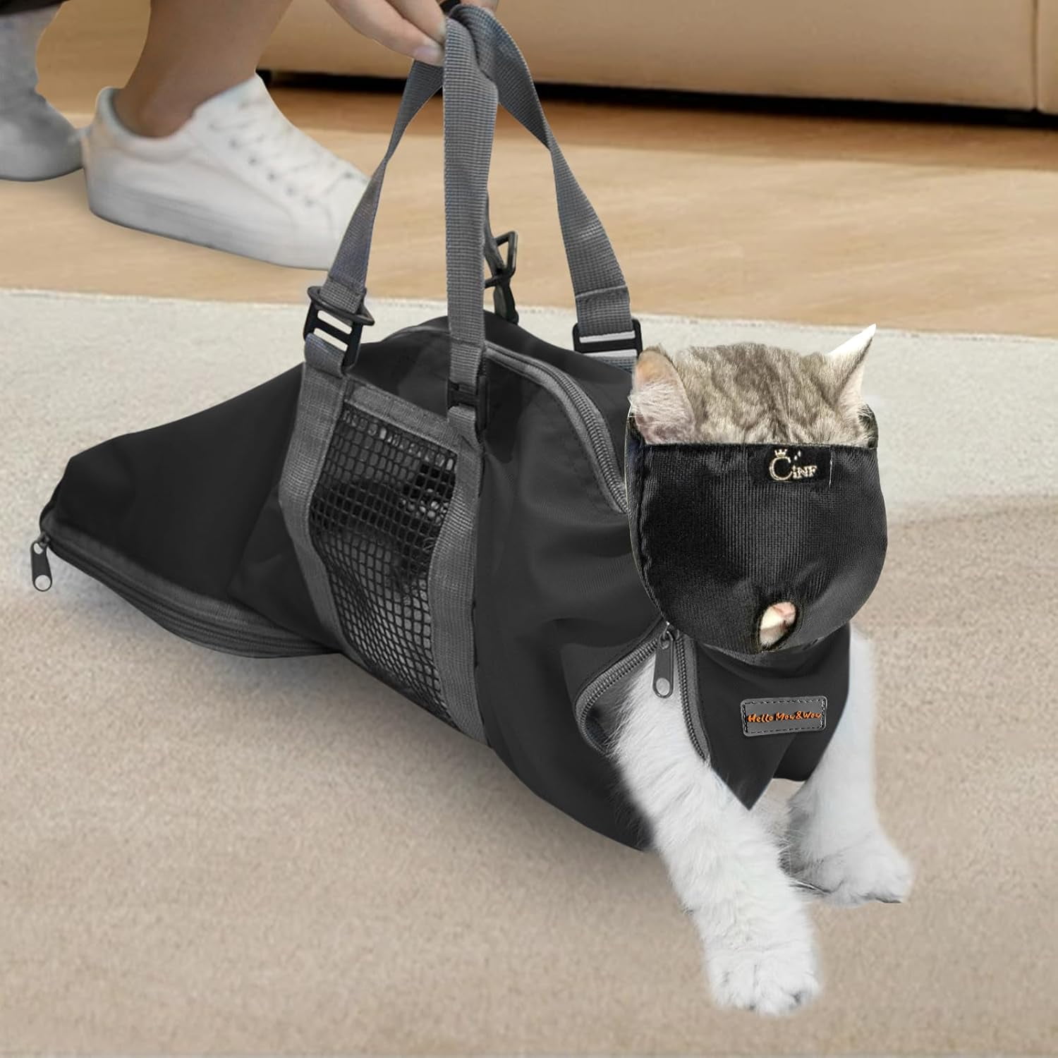 Cinf Cat Nail Clipping Cleaning Grooming Restraint Bag （Free Muzzle） No ...