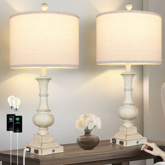 Cinkeda 3 Way Dimmable Touch Table Lamp Set of 2 for Bedroom Living ...