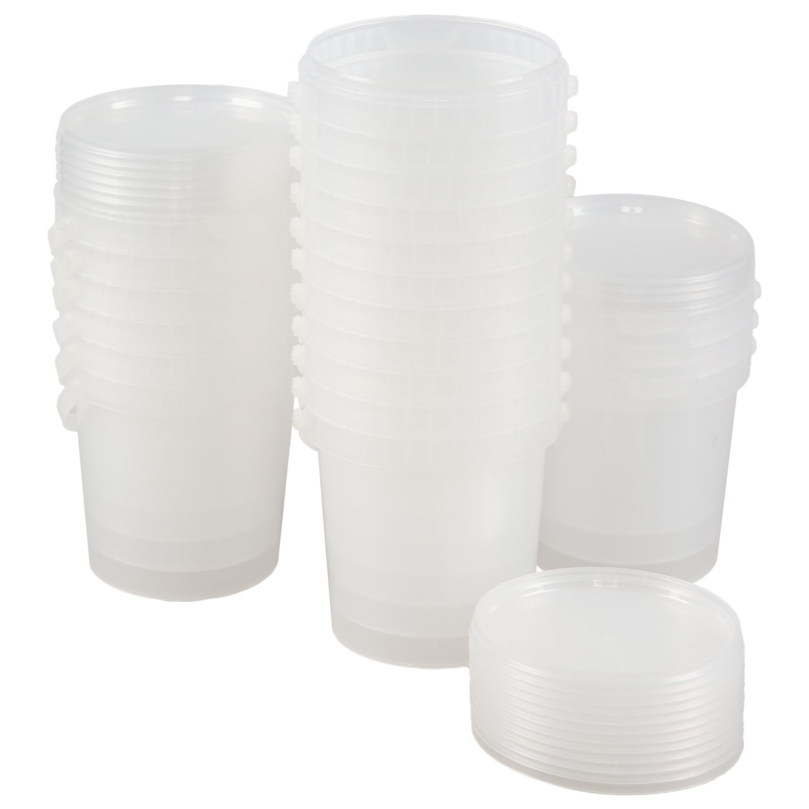 Cinkyou 20 Packs Clear Plastic Ice Cream Buckets with Lids and Handles ...