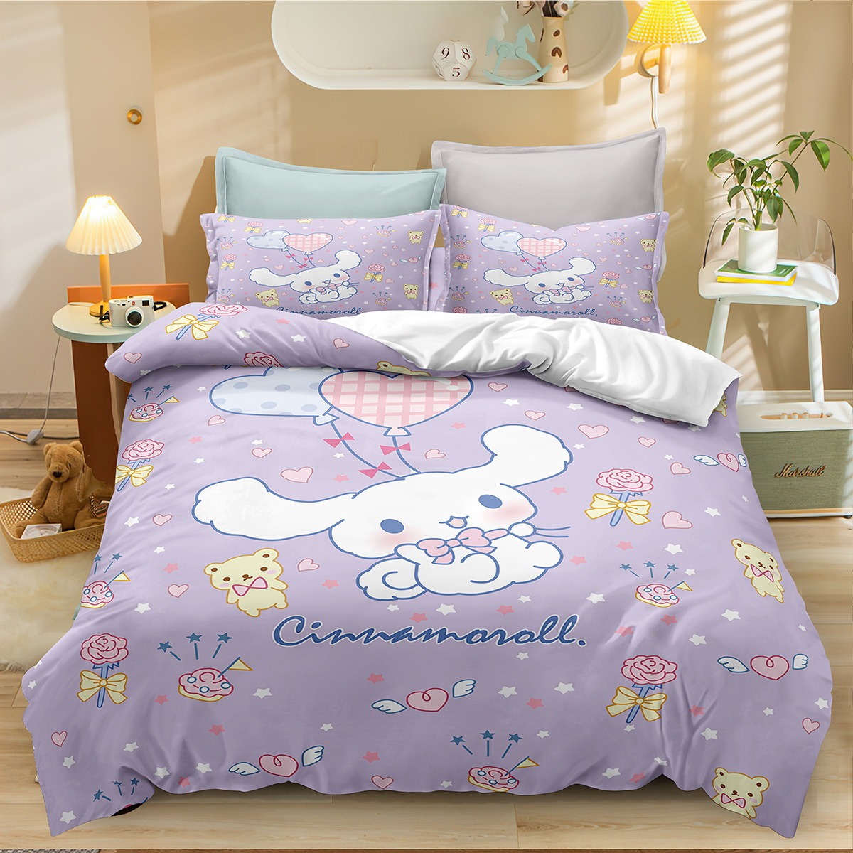 Cinna_moroll Anime Bedding Set 3 Piece Lovely Cartoon Comforter Set ...