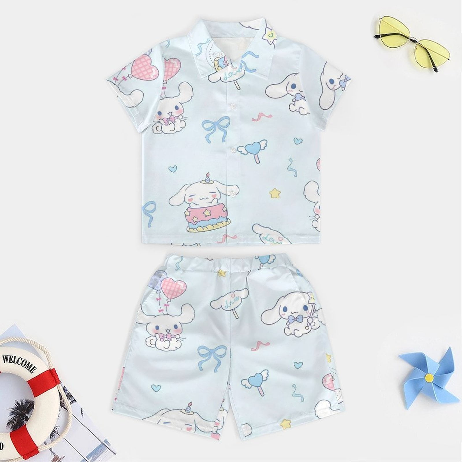 Cinna-moroll Kids Hawaiian Button Down Shirt and Short Set Beach Shirts ...