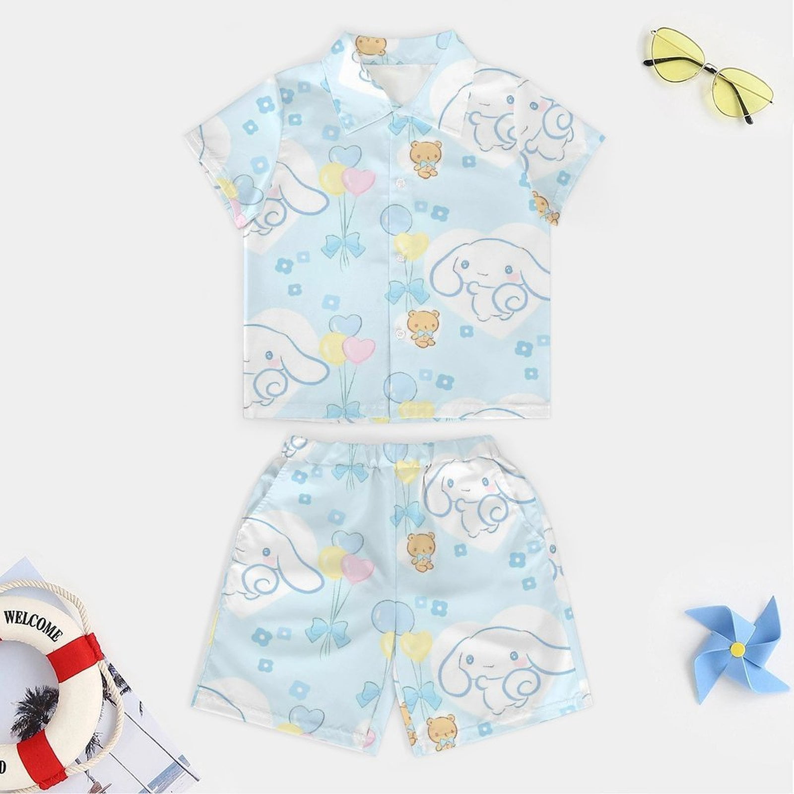 Cinna-moroll Kids Hawaiian Button Down Shirt and Short Set Beach Shirts ...