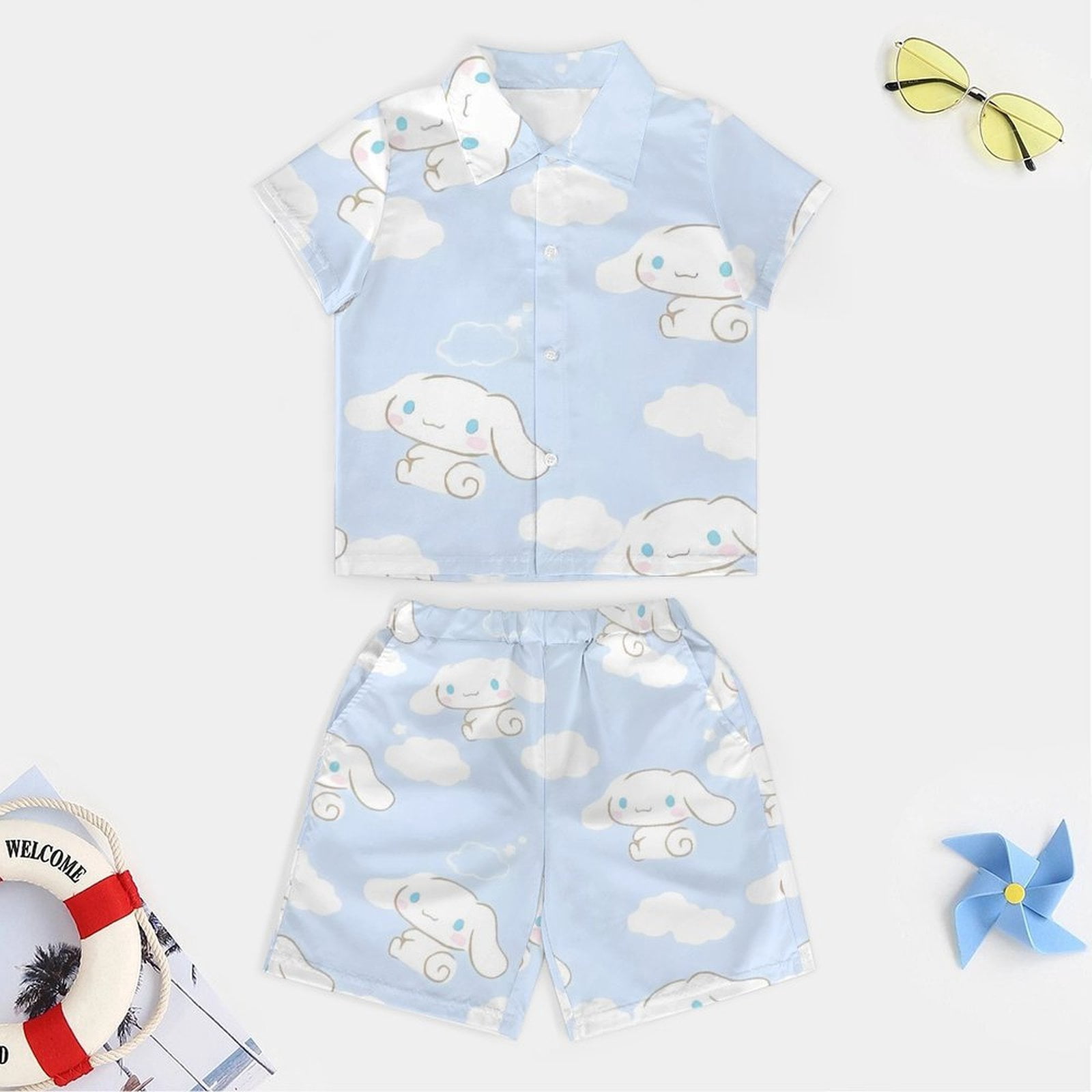Cinna-moroll Kids Hawaiian Button Down Shirt and Short Set Beach Shirts ...