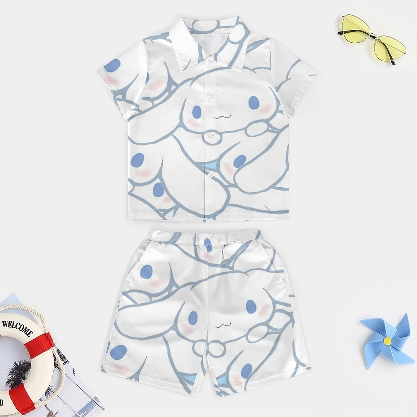 Cinna！~moroll Kids Hawaiian Button Down Shirt and Short Set Beach ...