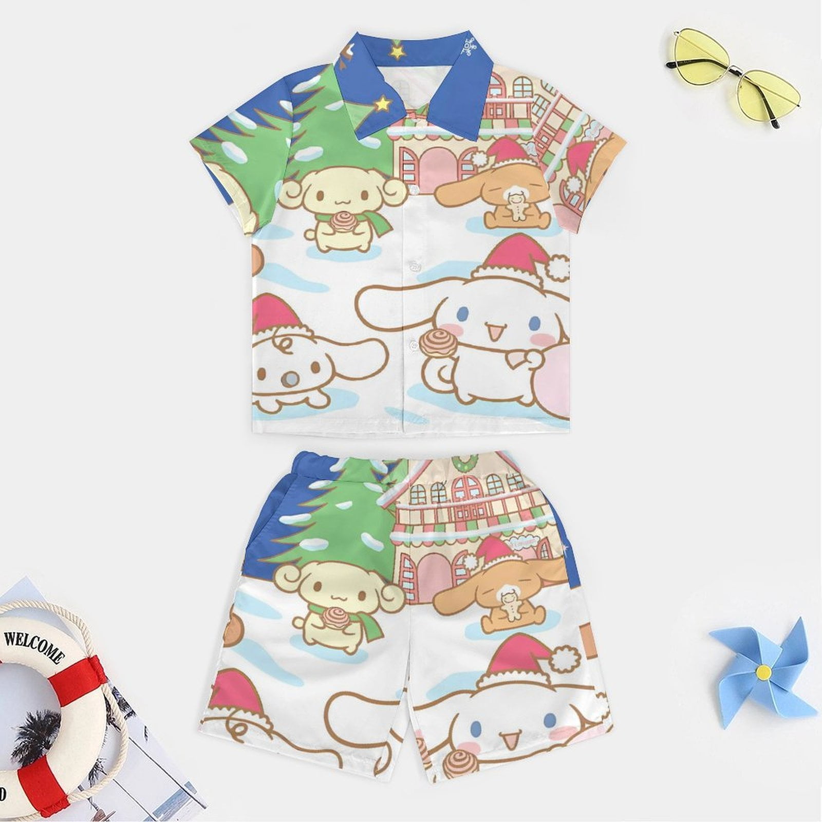 Cinna-moroll Kids Hawaiian Button Down Shirt and Short Set Beach Shirts ...