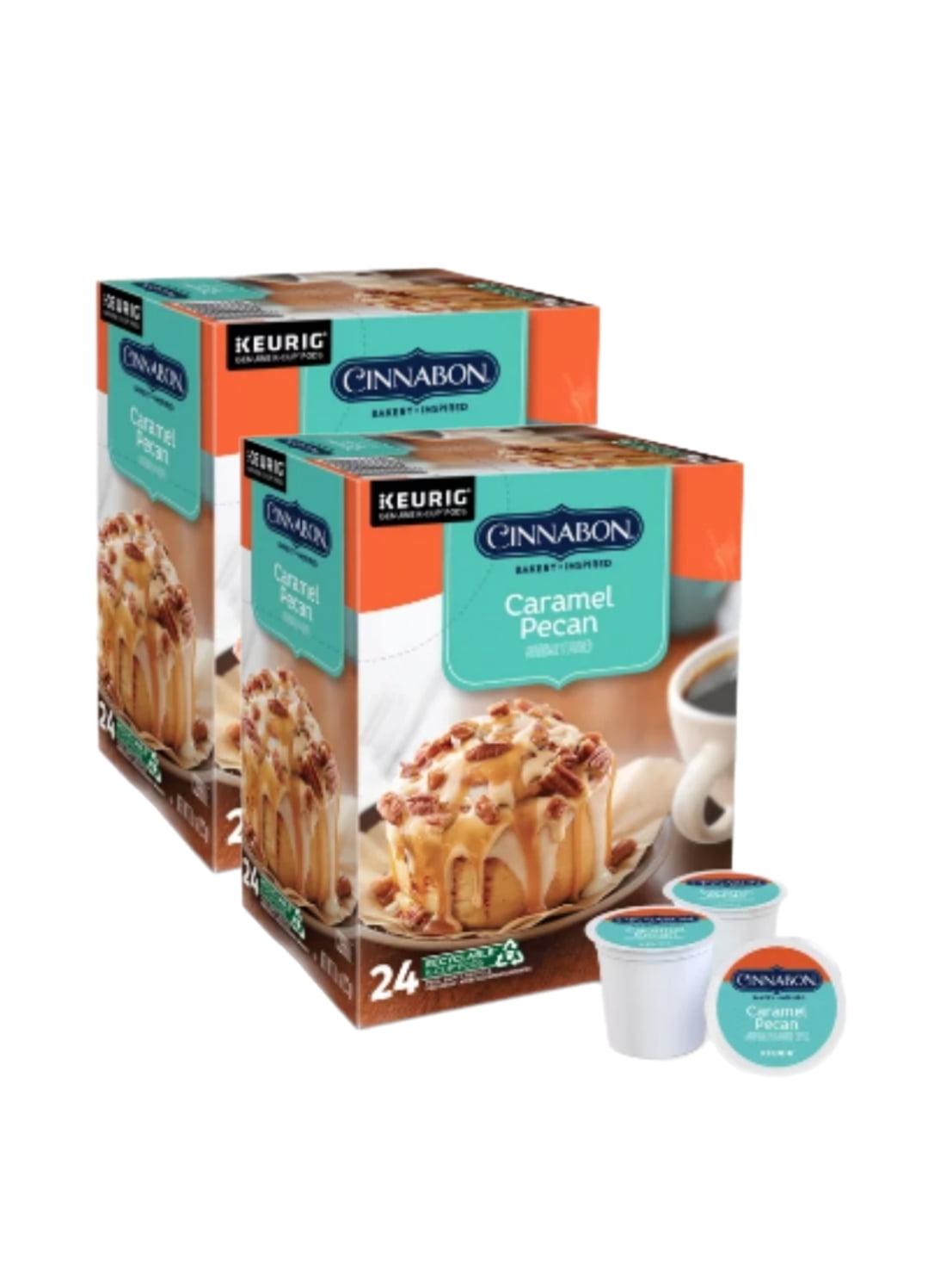Cinnabon Caramel Pecan Flavored Light Roast Coffee K Cups Pods, 48 K ...