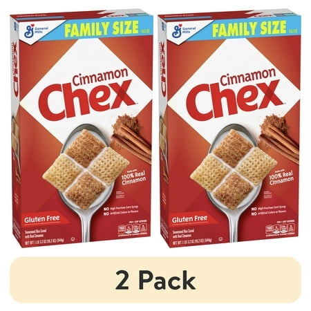(2 pack) Cinnamon Chex Cereal, Gluten Free Breakfast Cereal, Family ...