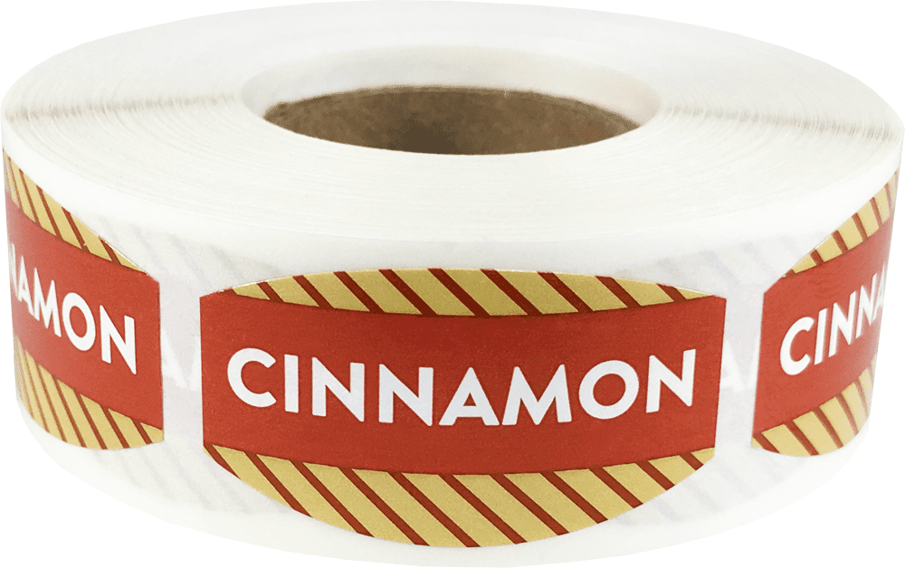 Cinnamon Grocery Store Food Labels .75 x 1.375 Inch Oval Shape 500 ...