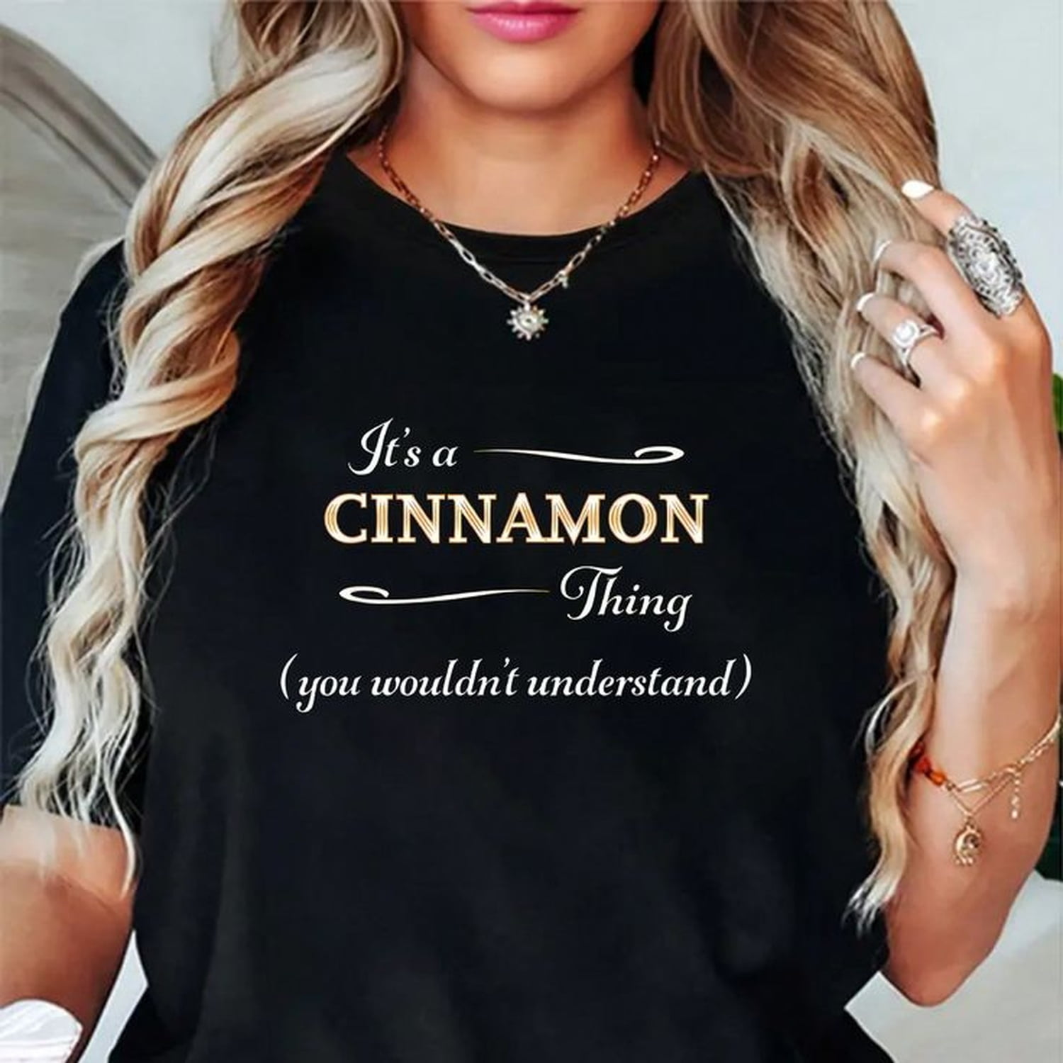 Cinnamon Print WoM1en's T-S1Hirt, Graphic Versatile CH1Ristmas T-S1Hir ...